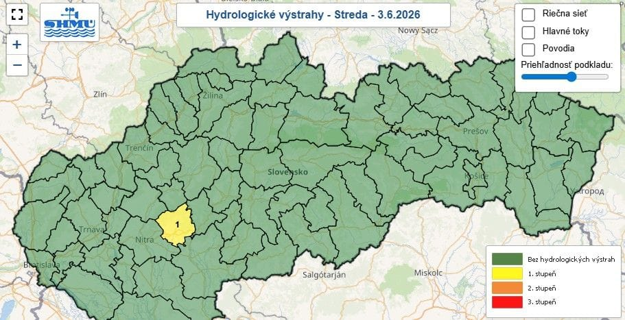 MAPA lejakov: Platí výstraha pred prívalovou povodňou. Búrky silnejú ...