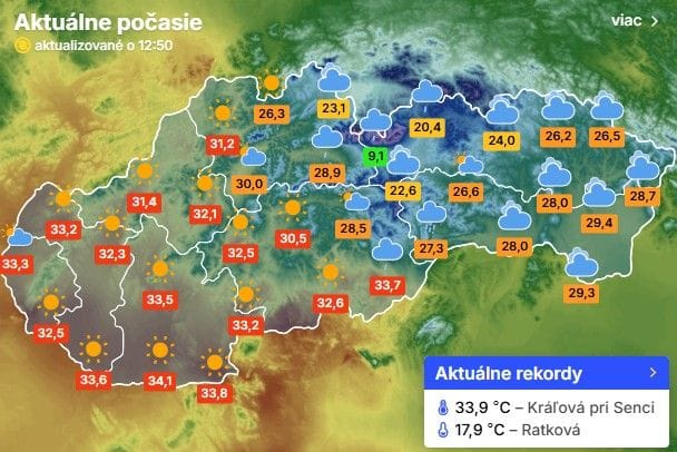 Hneď za západnými hranicami máme mohutné búrky. Západ musí čakať ...
