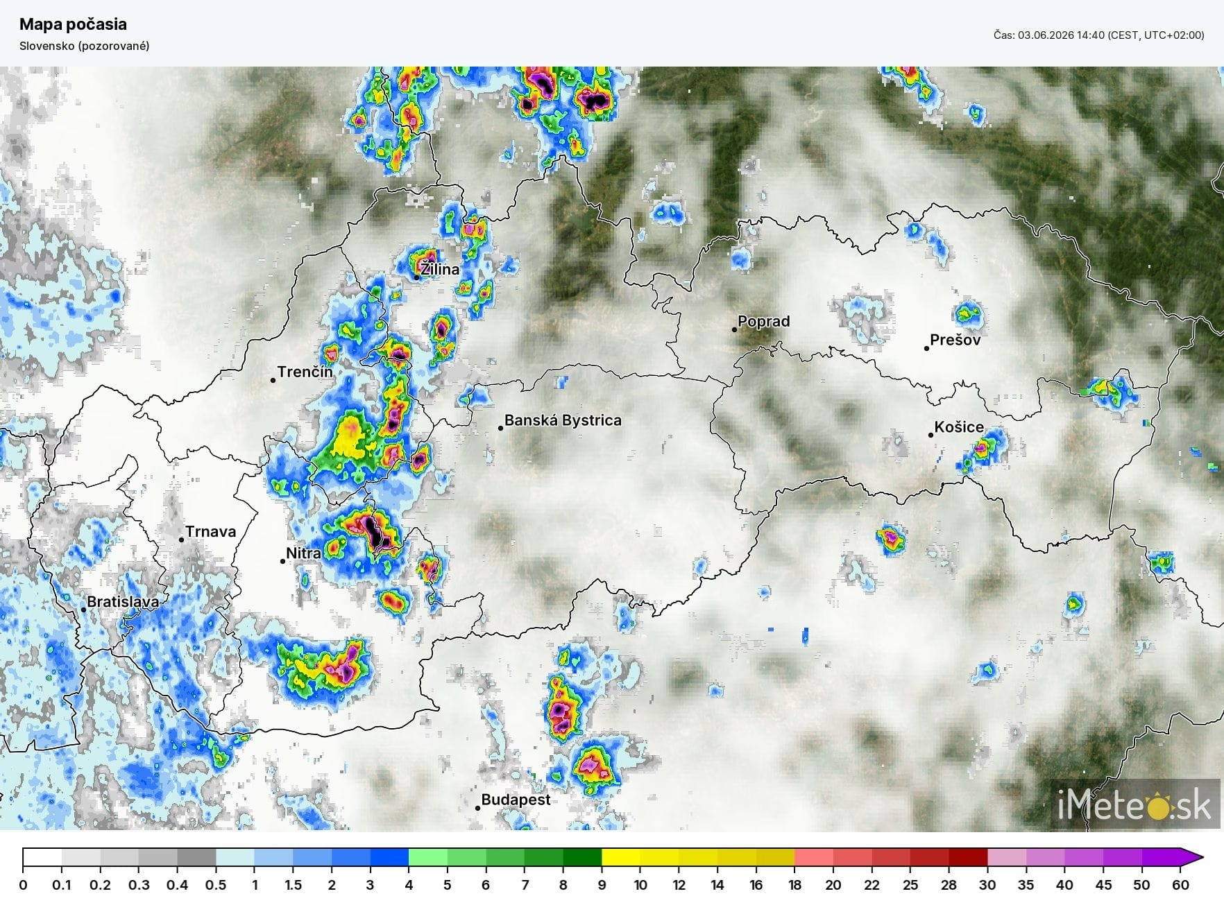 MAPA lejakov: Platí výstraha pred prívalovou povodňou. Búrky silnejú ...