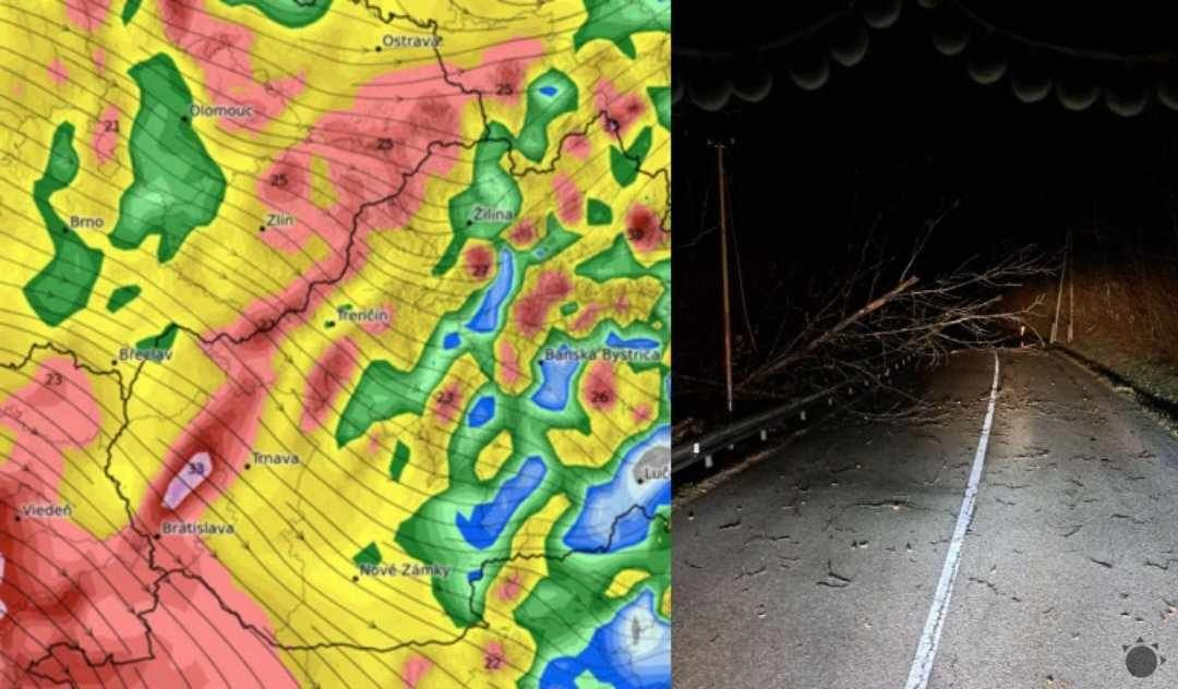 Nebezpečný vietor v noci vyvracal stromy, problémy na cestách už spôsobuje aj čerstvý sneh ...