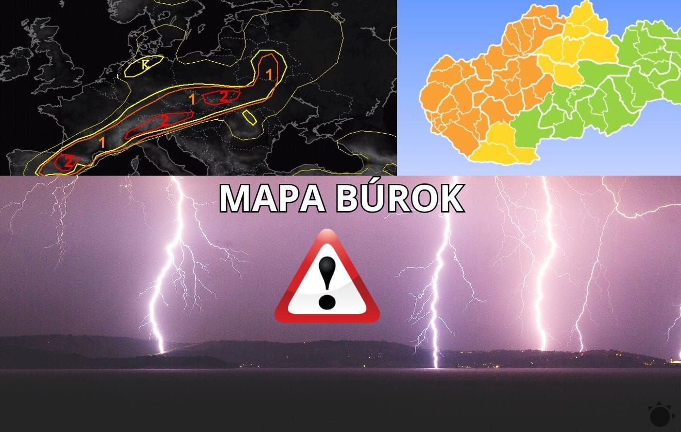 MAPA búrok: Tieto okresy Slovenska večer zasiahnu silné búrky | iMeteo.sk