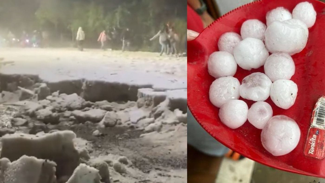 Krúpy zasypali mesto do veľkej výšky, niekde boli veľké ako broskyne ...
