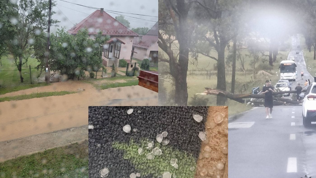 Búrka vyčíňa na juhu: Padajú krúpy, lámu sa stromy a Hnúšťu zatopilo ...